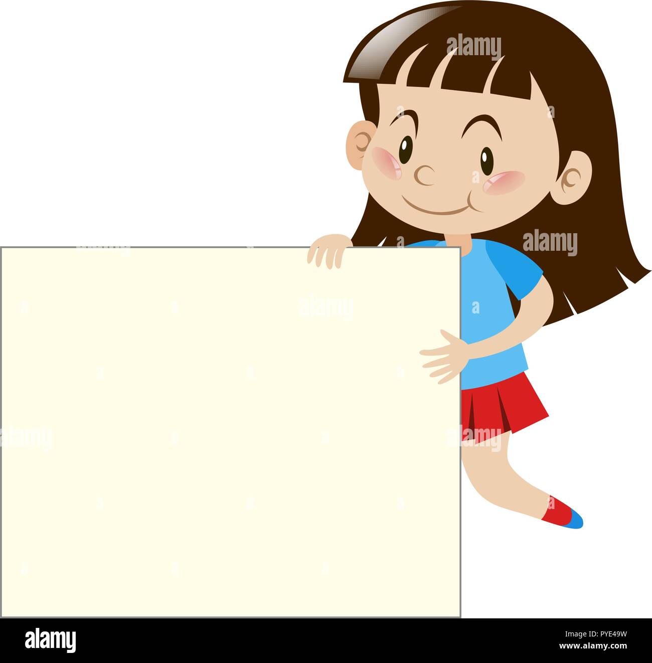 Happy girl holding white board illustration Stock Vector Image & Art ...