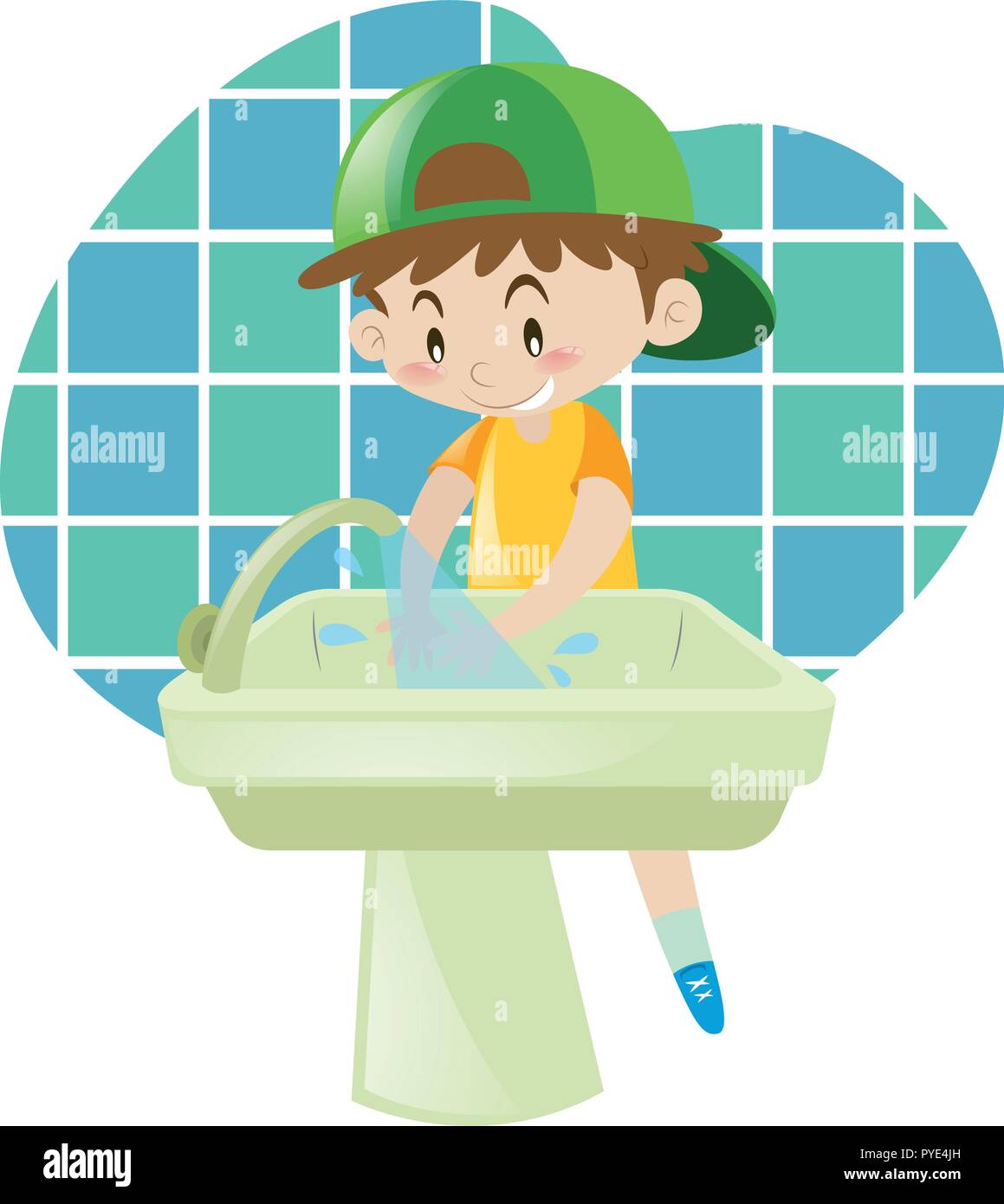 Little boy washing hands illustration Stock Vector Image & Art - Alamy