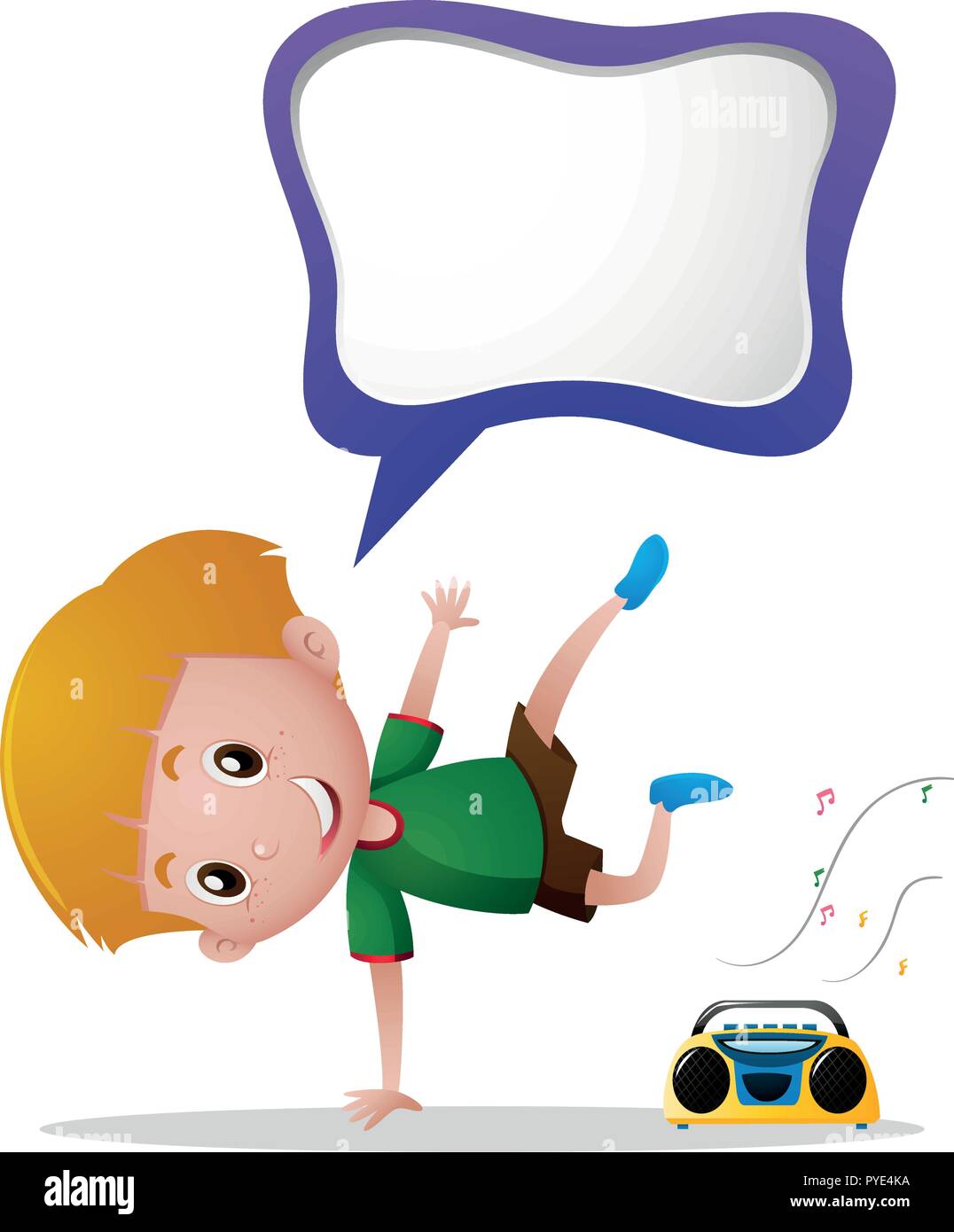 Speech bubble template with boy and radio illustration Stock Vector ...