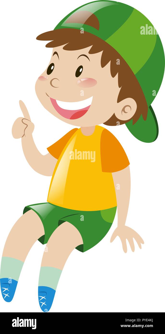 Little boy in yellow shirt smiling illustration Stock Vector Image ...