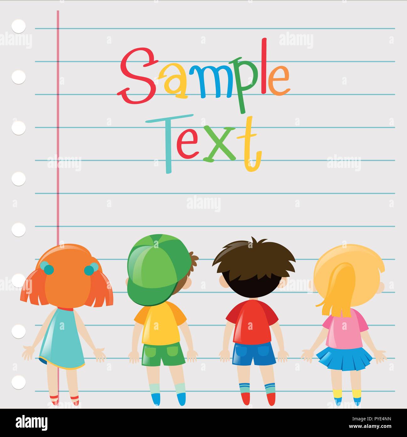 Paper design with back of children illustration Stock Vector Image ...