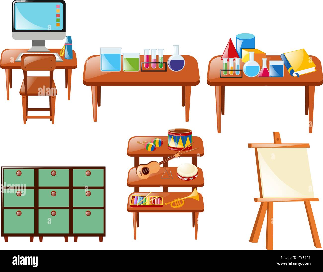 Different school objects on table illustration Stock Vector Image & Art ...