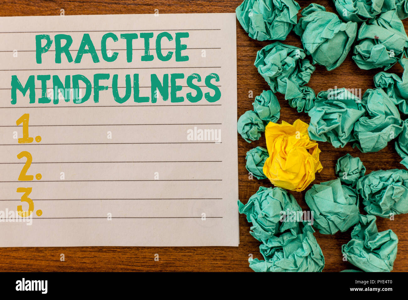 Writing note showing Practice Mindfulness. Business photo showcasing ...