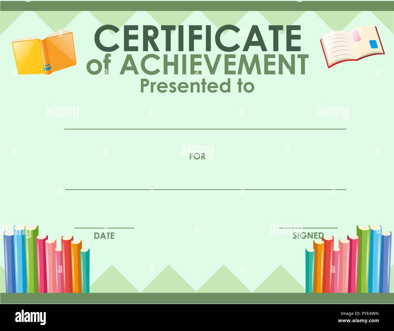 Certification template with many books illustration Stock Vector Image ...