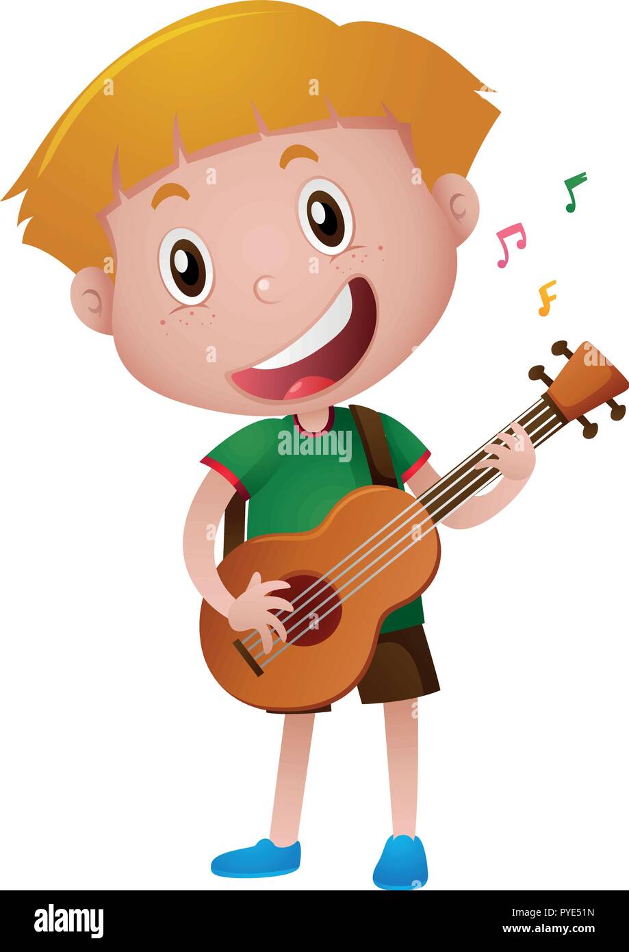 Little boy playing guitar alone illustration Stock Vector Image & Art ...