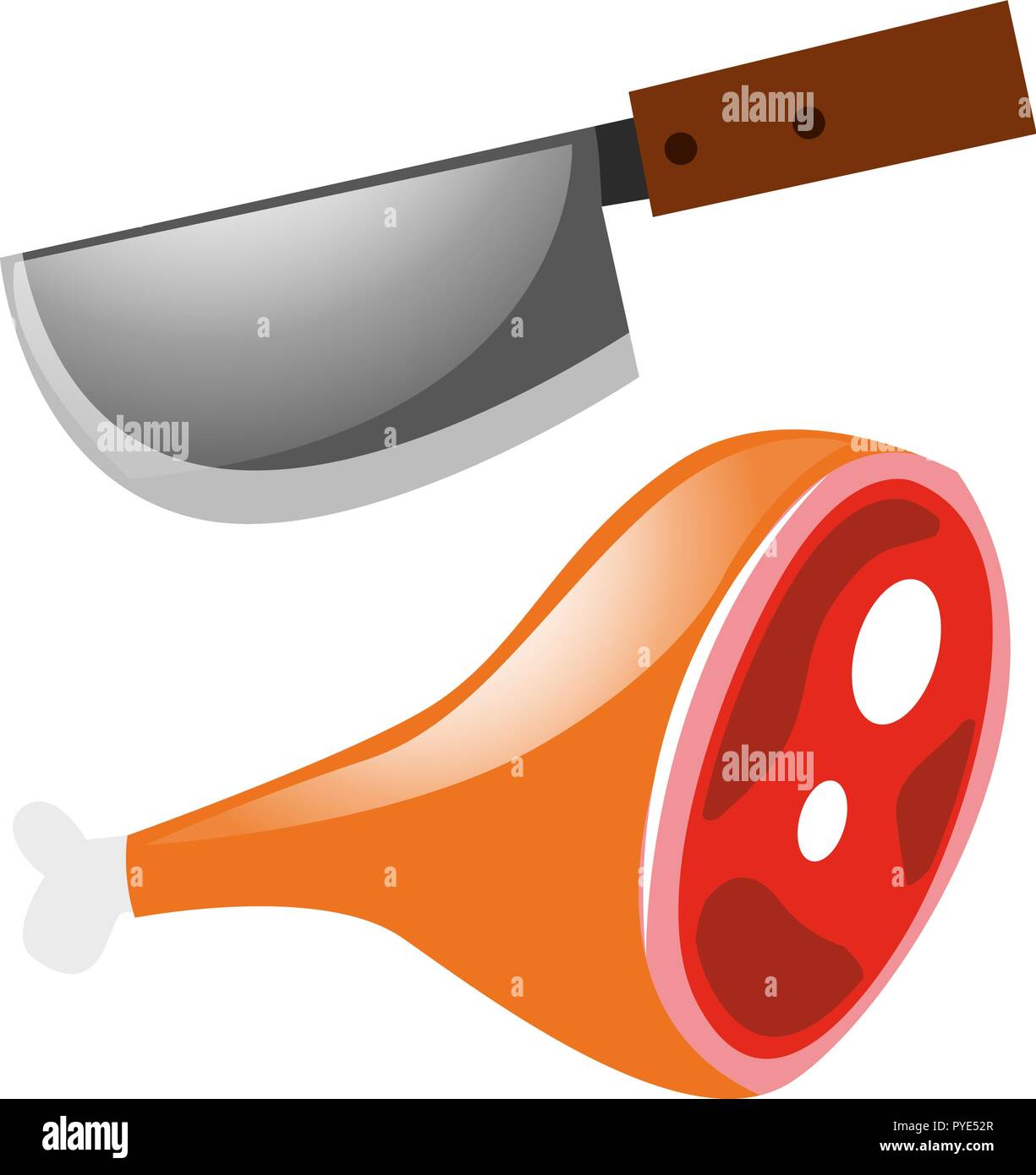 Ham and chopping knife illustration Stock Vector Image & Art - Alamy