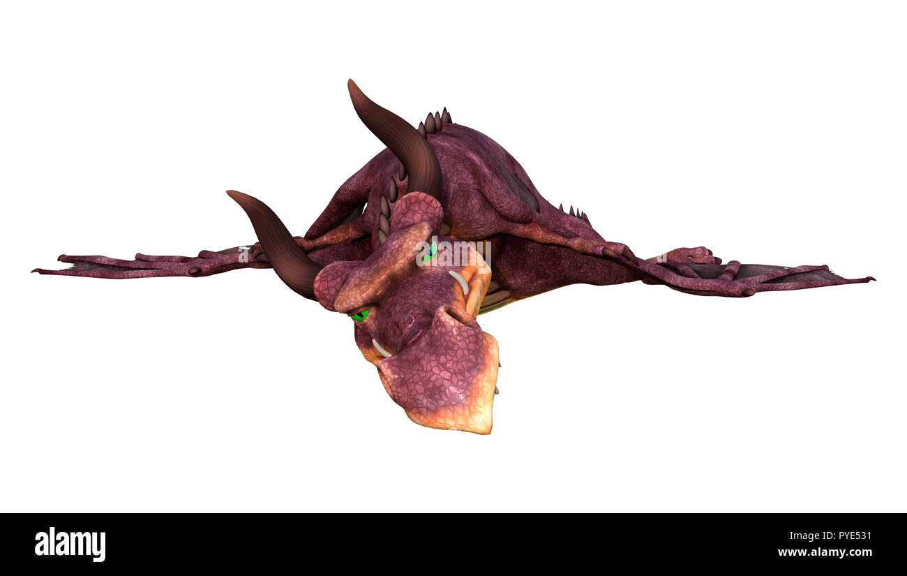 3D rendering of a fantasy dragon isolated on white background Stock ...