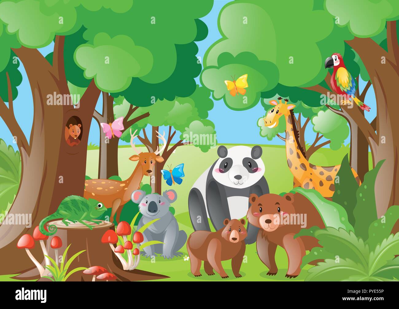 Clipart Jungle Sticker Jungle Animals Vector Illustration