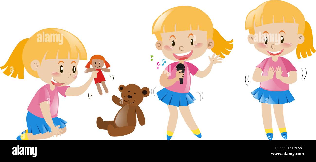 Girl doing different actions illustration Stock Vector Image & Art - Alamy