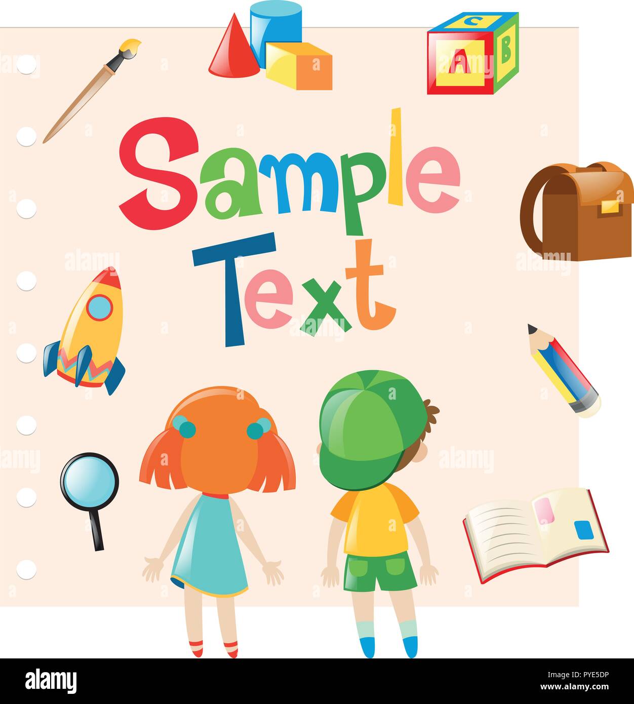 Paper design with school material and kids illustration Stock Vector ...