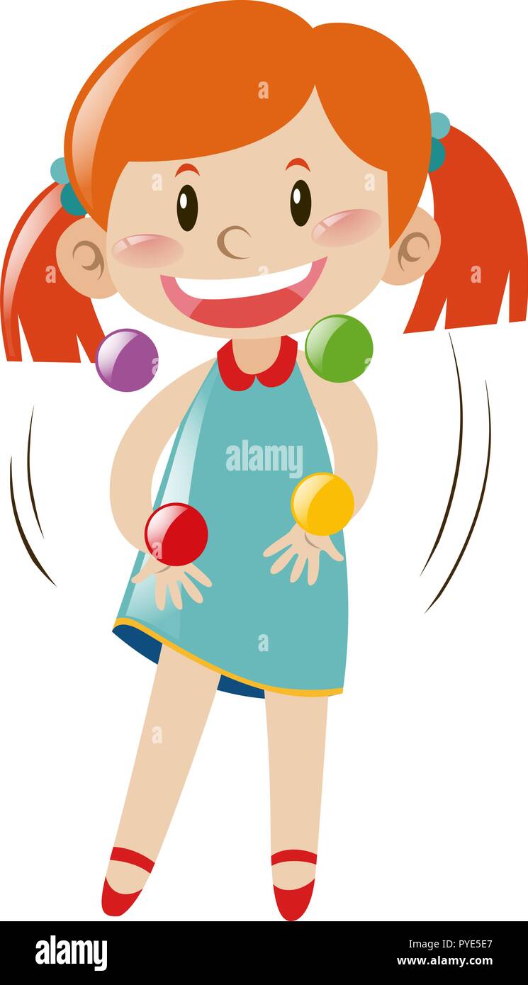 Girl juggling with four balls illustration Stock Vector Image & Art - Alamy