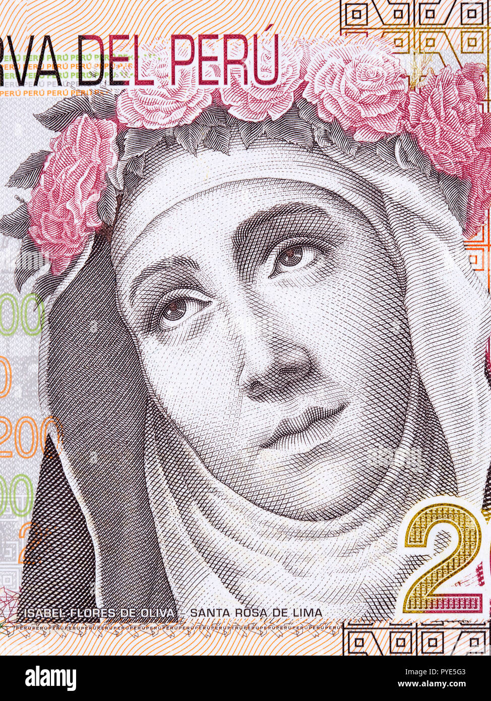 Saint Rose of Lima portrait from Peruvian money Stock Photo - Alamy