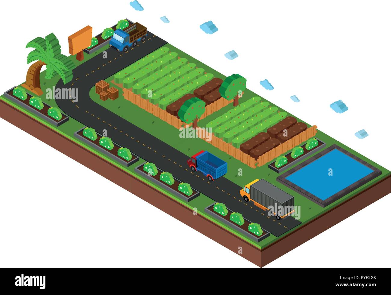 3D design for vegetables growing on farmland illustration Stock Vector ...