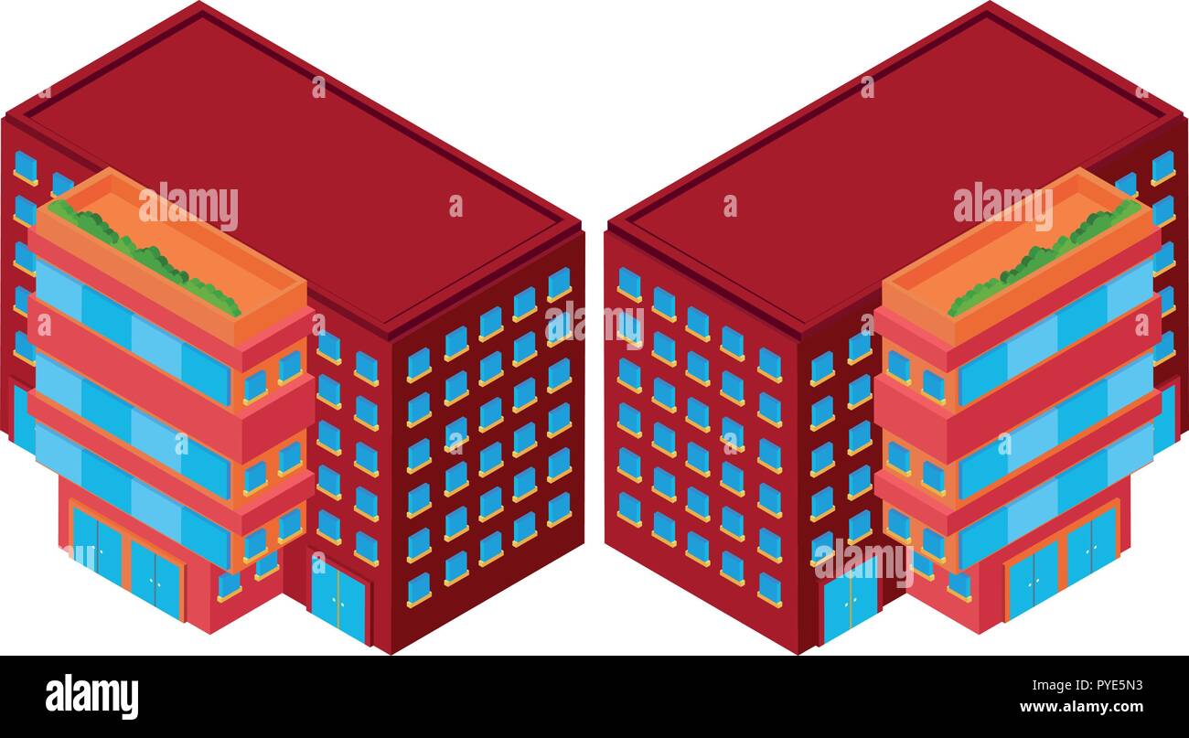 Red buildings from two different angles illustration Stock Vector Image ...