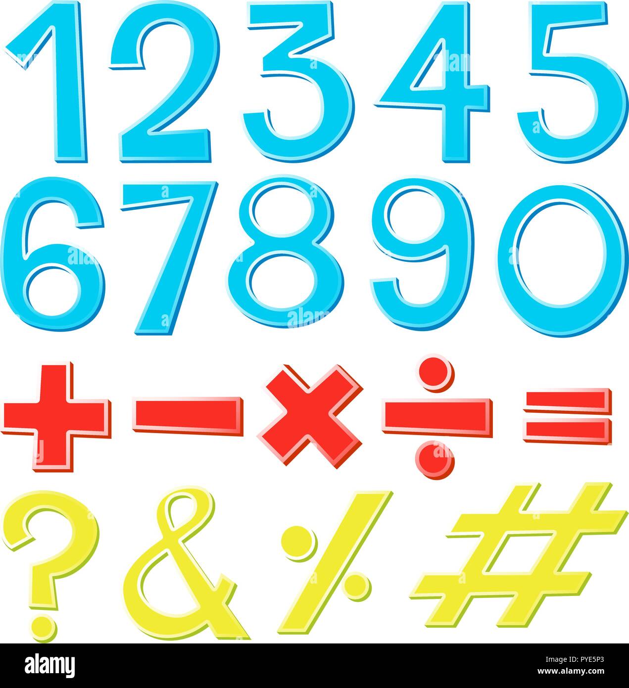 Font design for numbers and signs illustration Stock Vector Image & Art ...