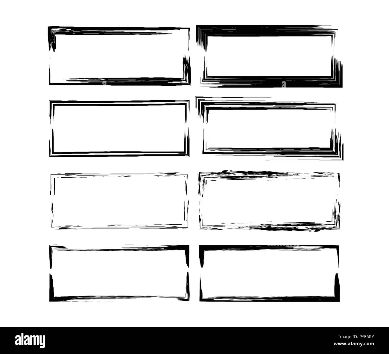 Vector set of linear empty borders. Collection of black rectangle ...