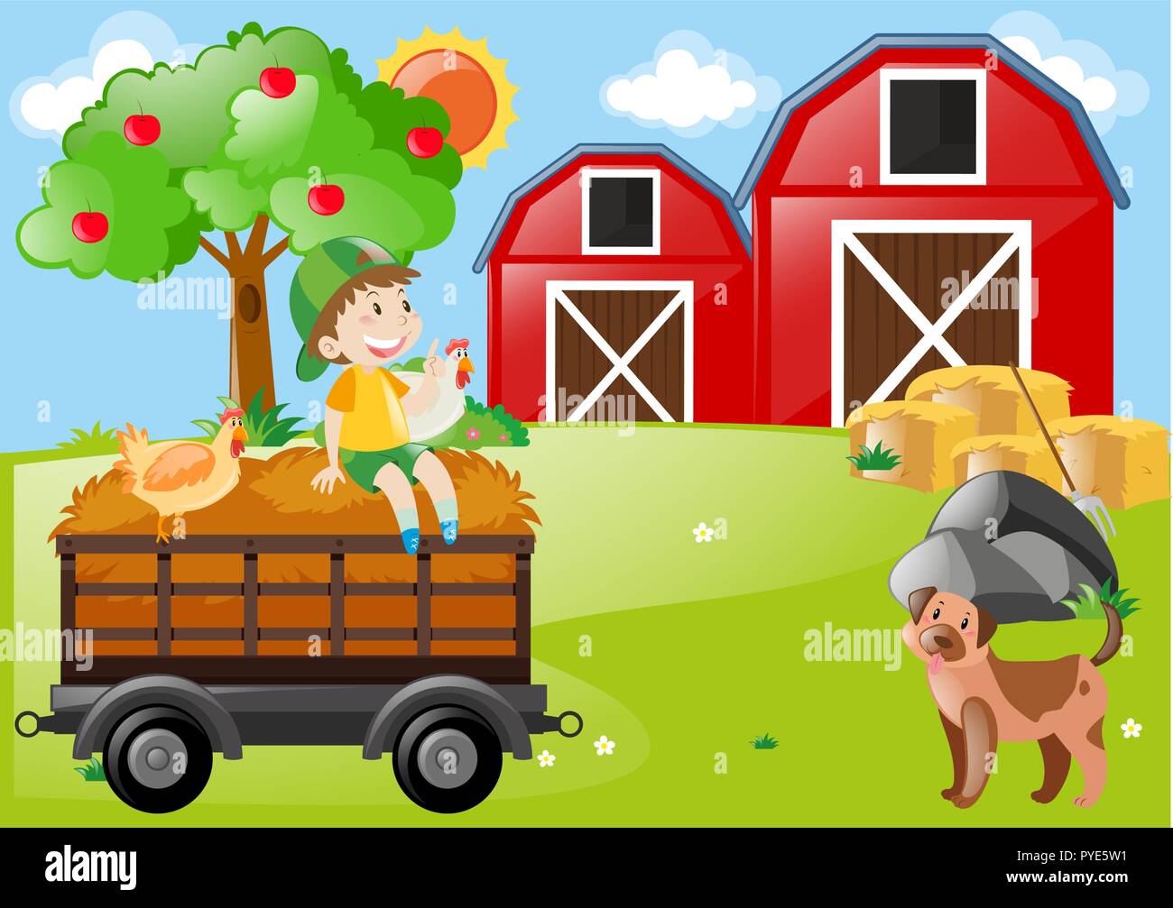 Boy farm dog Stock Vector Images - Alamy