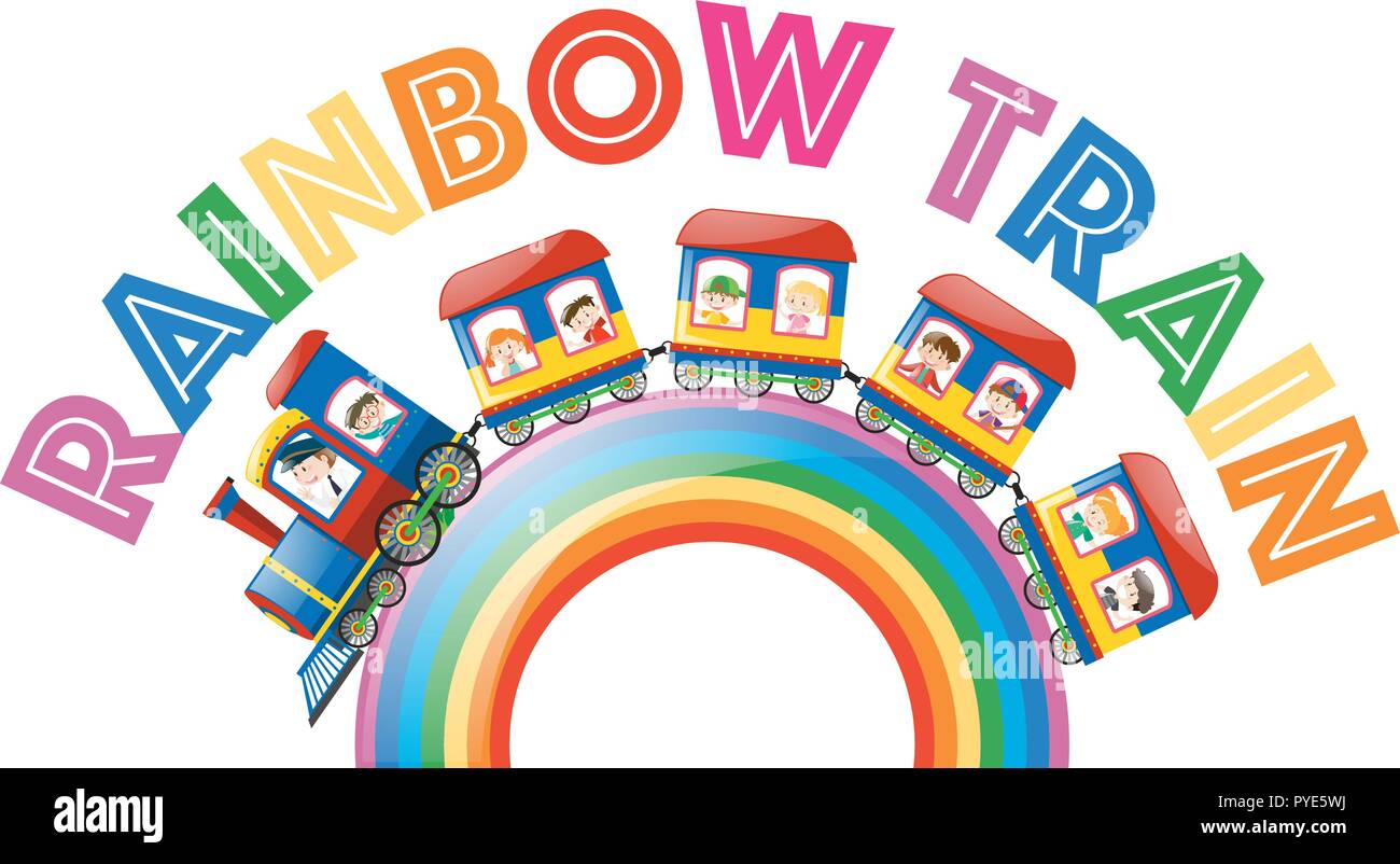Font design for word rainbow train illustration Stock Vector Image ...