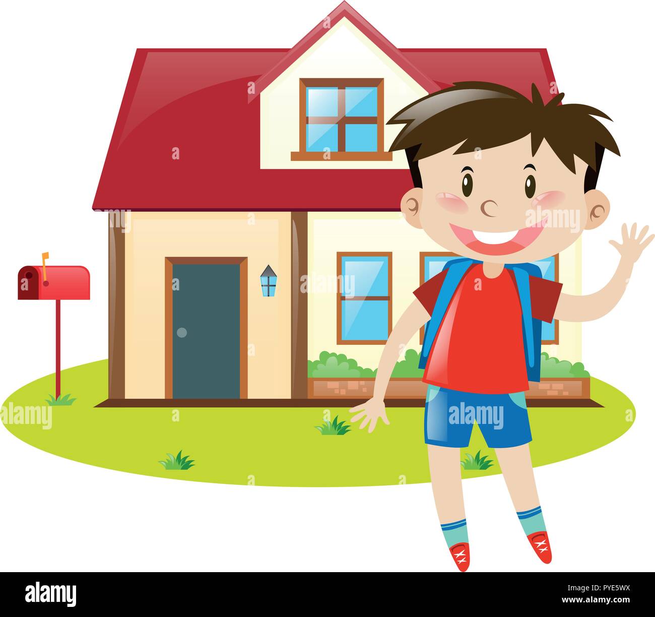 Boy staying at home illustration Stock Vector Image & Art - Alamy