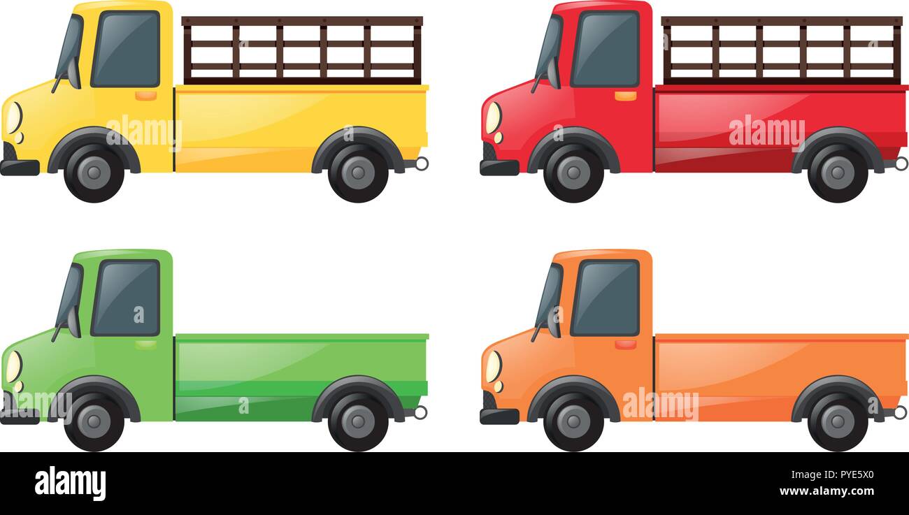 Pick up truck in four colors illustration Stock Vector Image & Art - Alamy