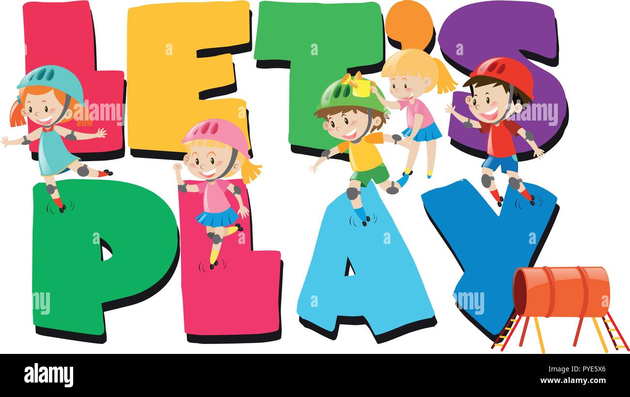 Poster design with kids playing illustration Stock Vector Image & Art ...