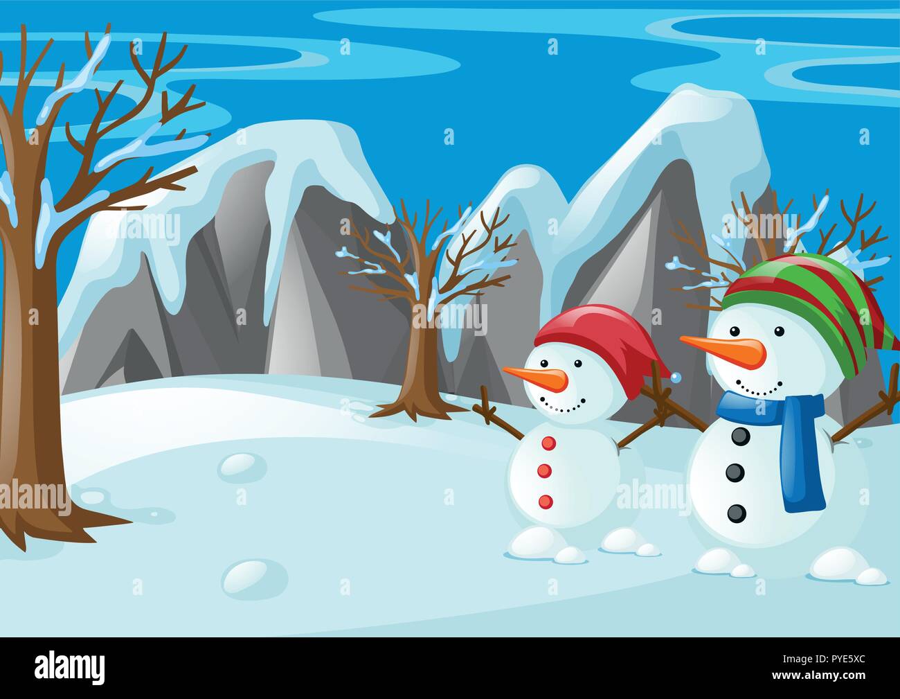 Two snowmen on the snow field illustration Stock Vector Image & Art - Alamy