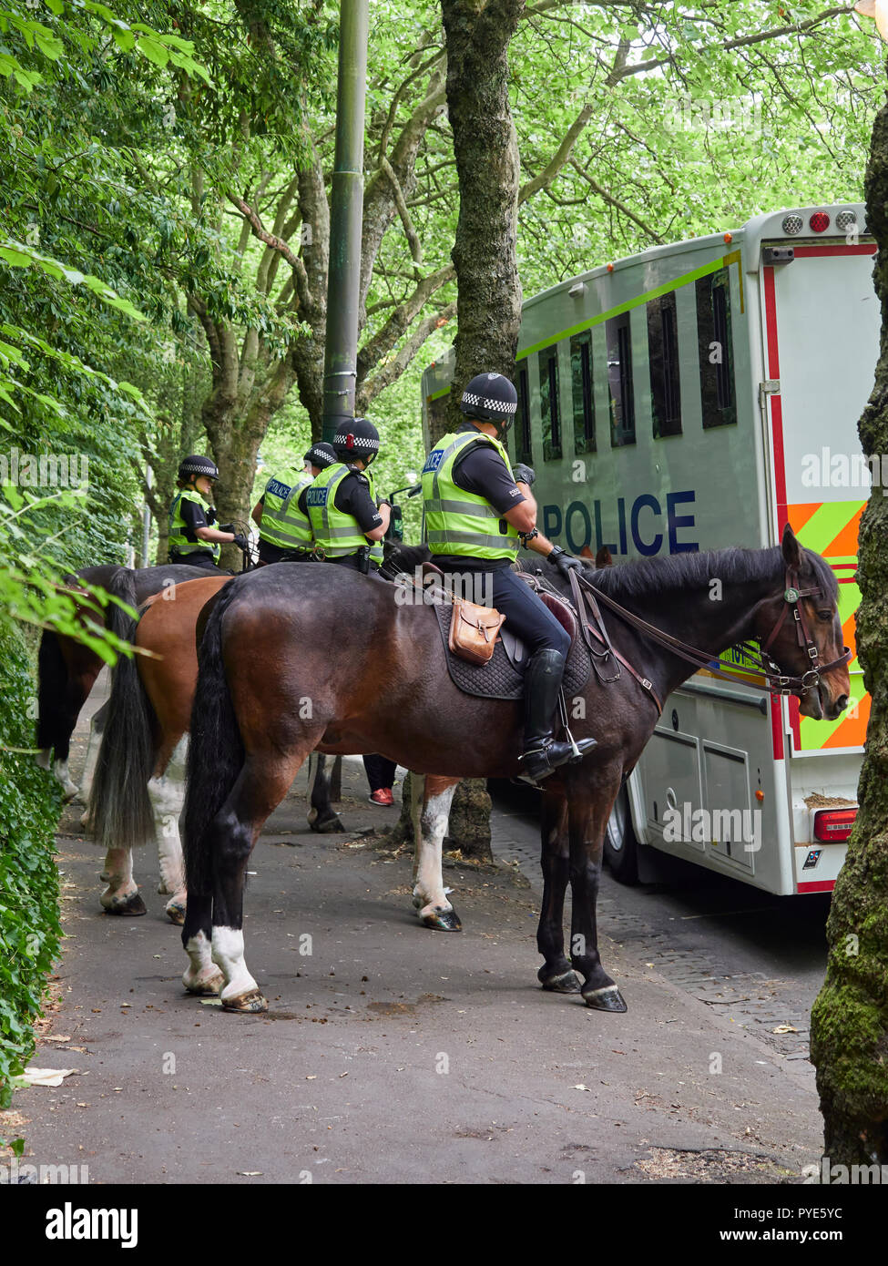 A Row of mounted Police Officers on their Horses waiting to move off on ...