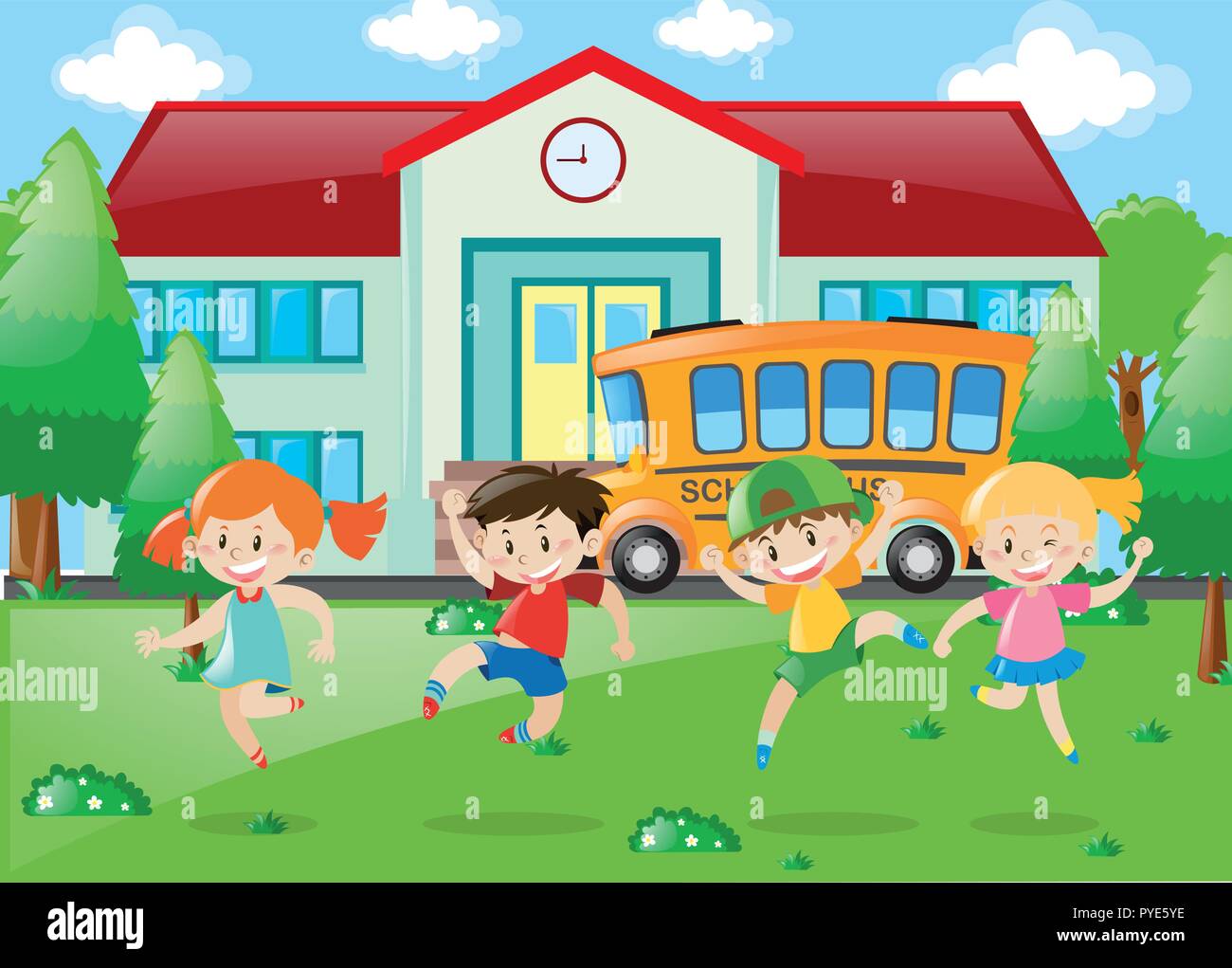 Children having fun at school illustration Stock Vector Image & Art - Alamy