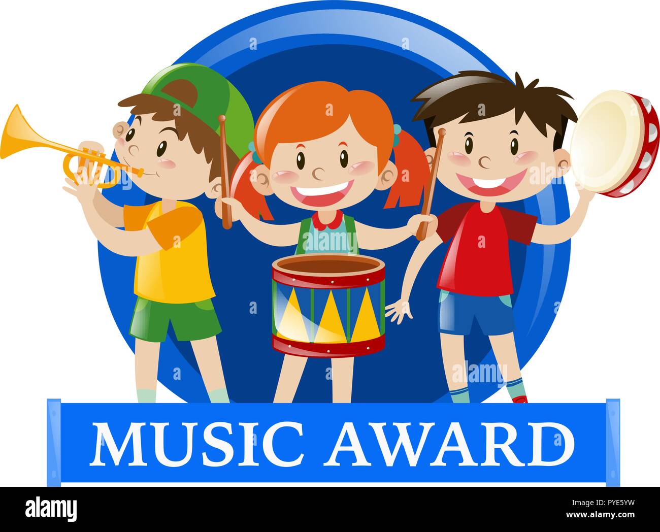 Label design with kids playing music illustration Stock Vector Image ...