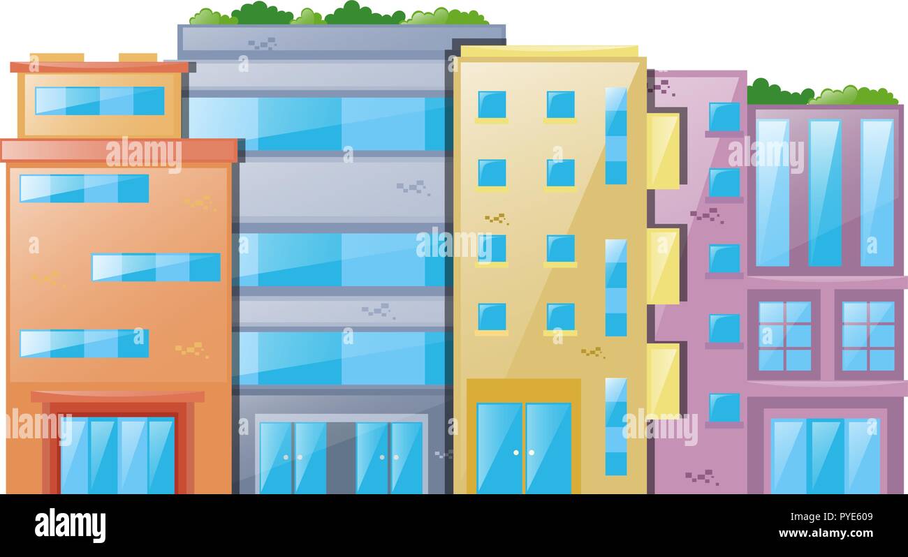 Many buildings on white background illustration Stock Vector Image ...