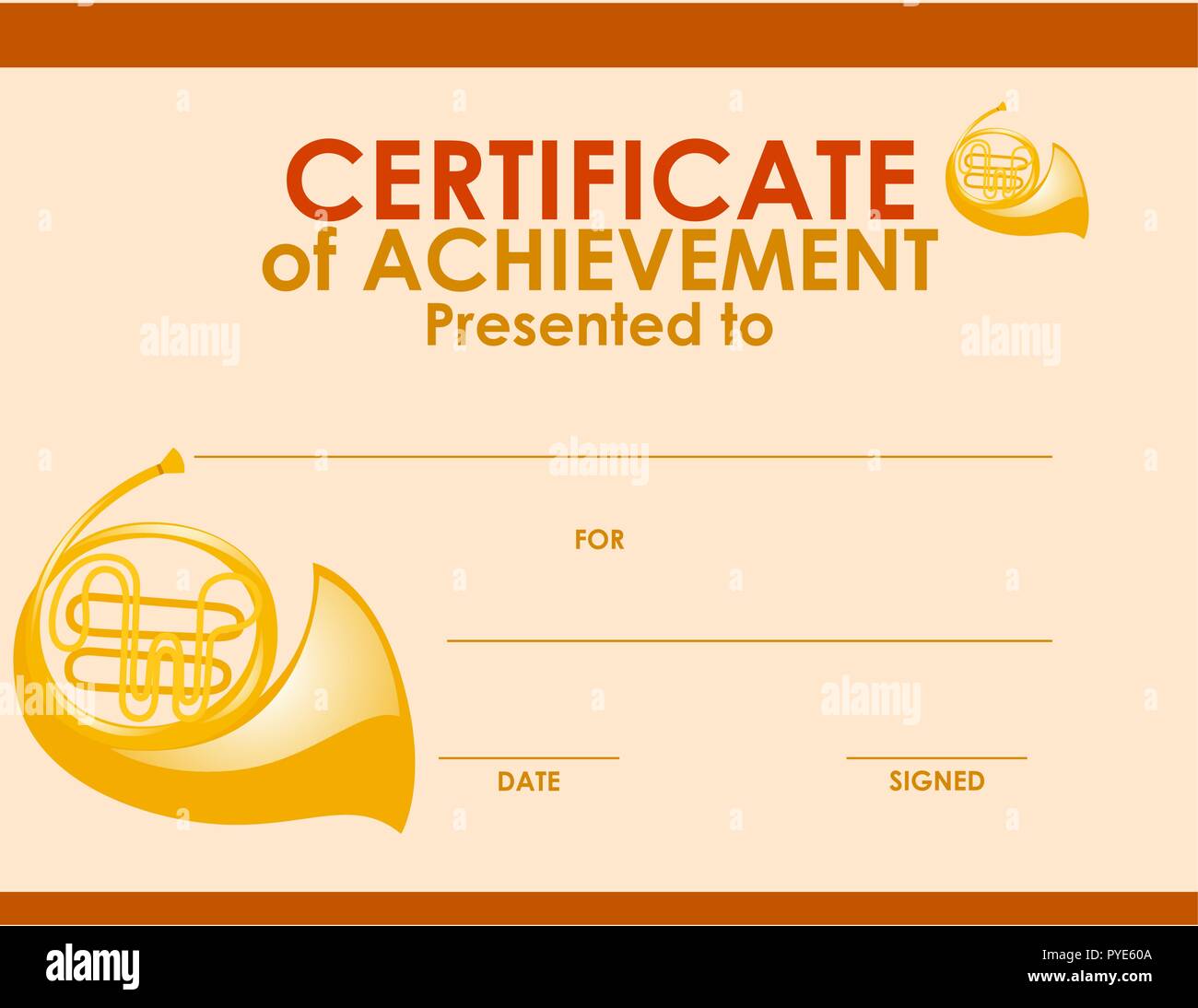 Certificate template with french horn illustration Stock Vector Image ...