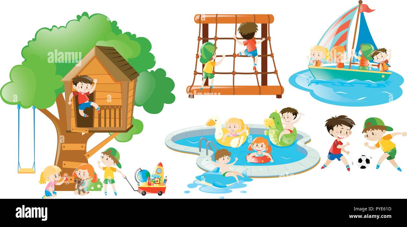 Children doing sport activities Stock Vector Images - Alamy