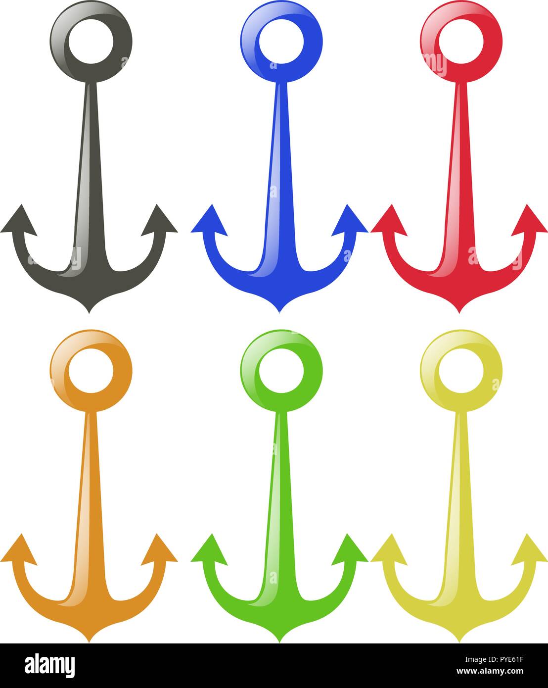 Anchor in six different colors illustration Stock Vector Image & Art ...
