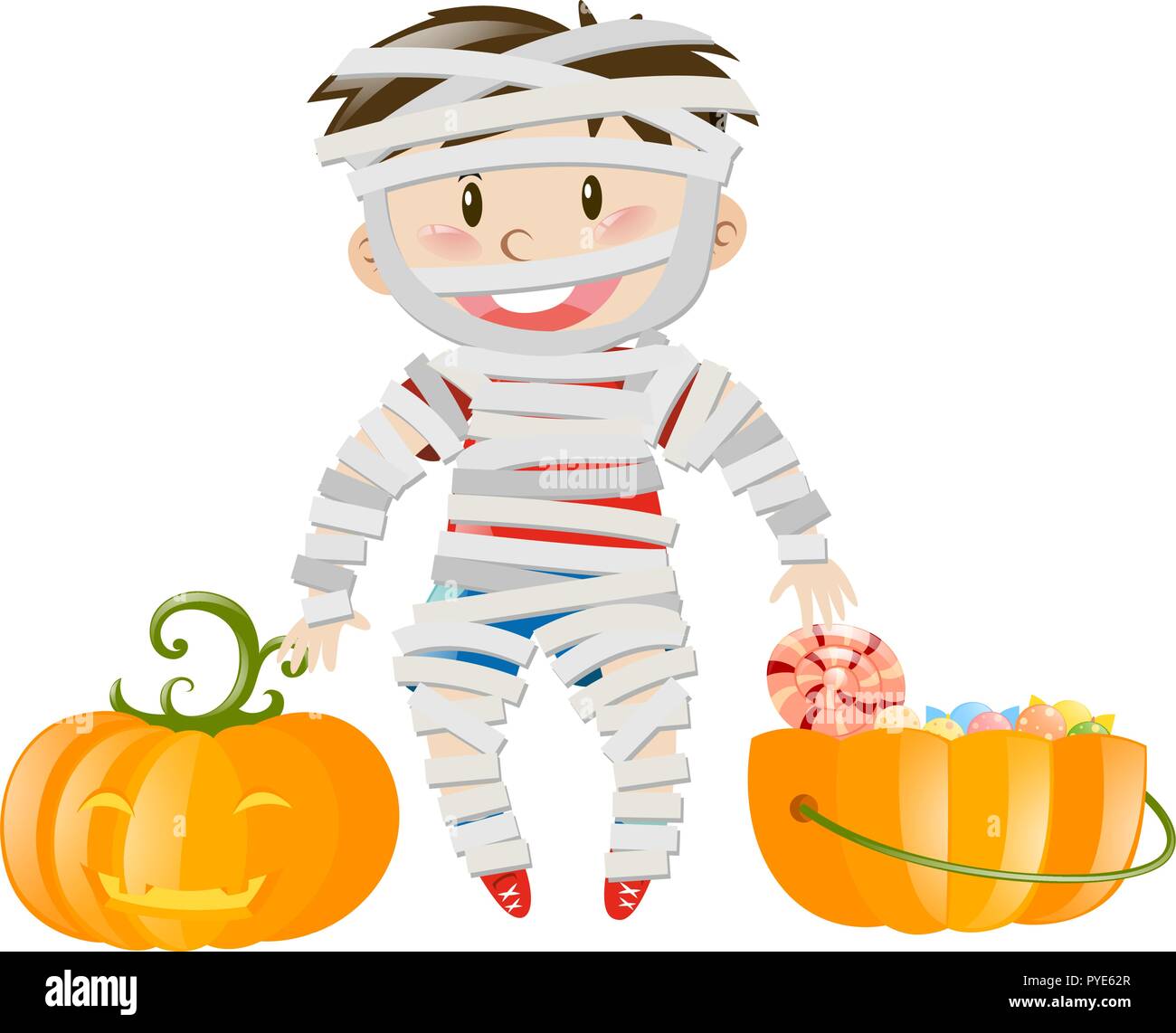 Halloween theme with boy in zombie costume illustration Stock Vector ...