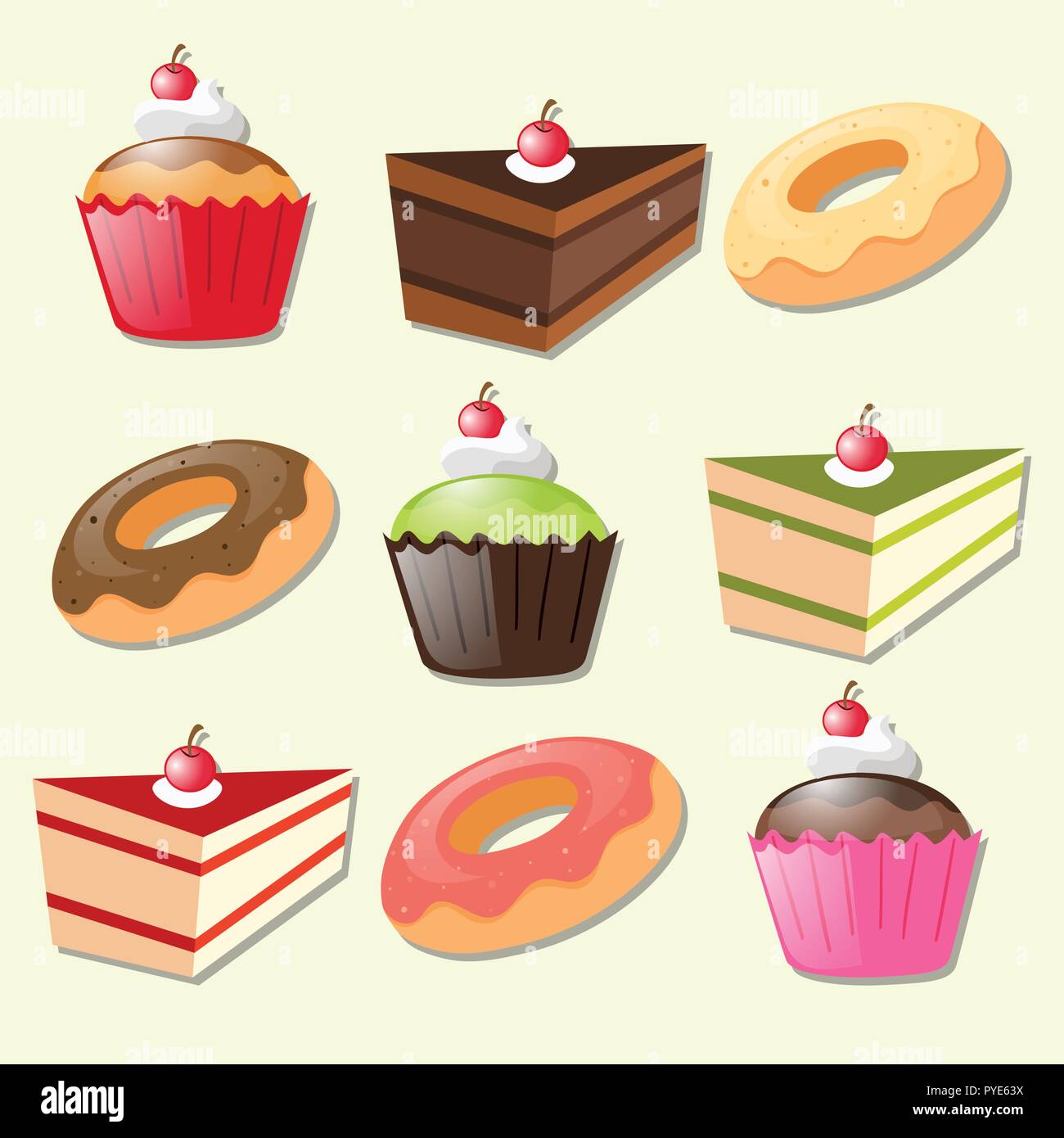Different types of sweet desserts illustration Stock Vector Image & Art ...