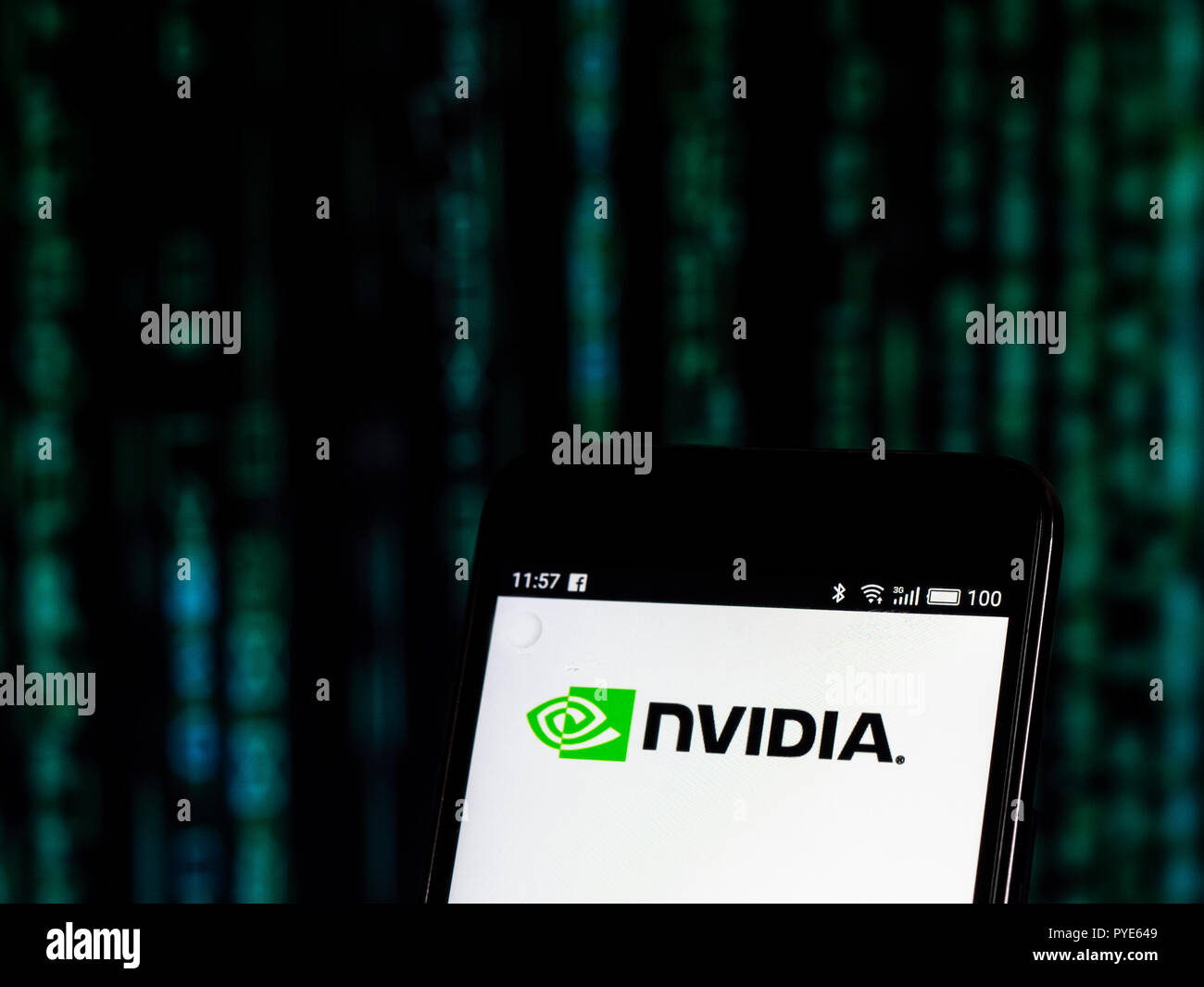 Nvidia Corporation logo seen displayed on smart phone. Nvidia ...