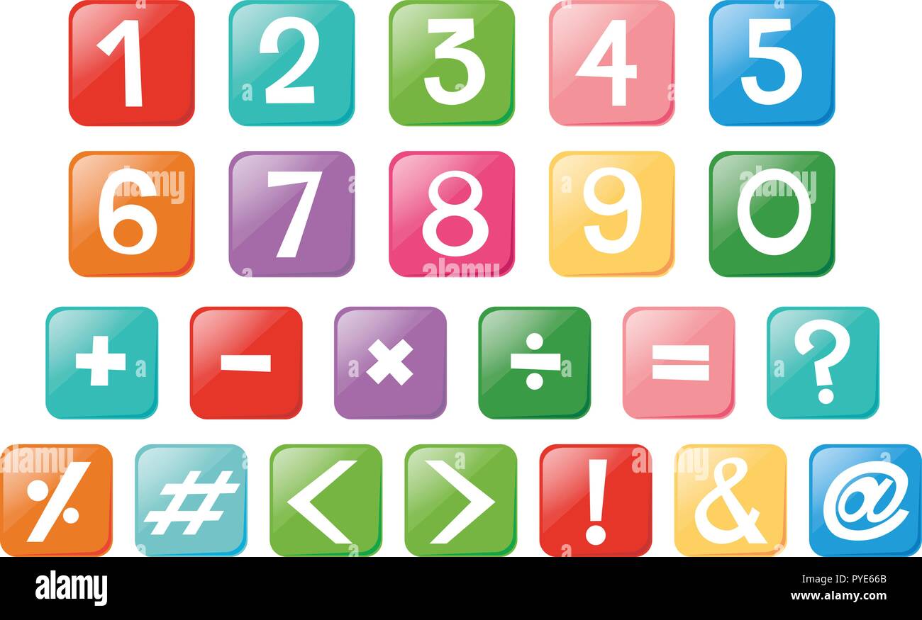 Font design for numbers and signs illustration Stock Vector Image & Art ...