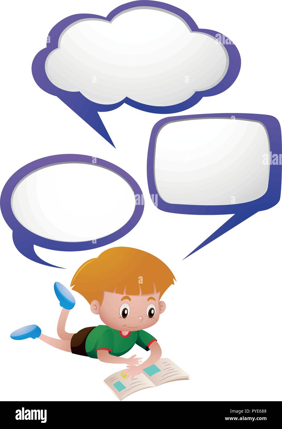 Kids Reading And Thinking Clipart