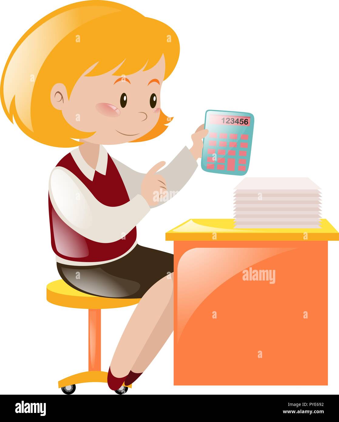 Accountant working on the desk illustration Stock Vector Image & Art ...