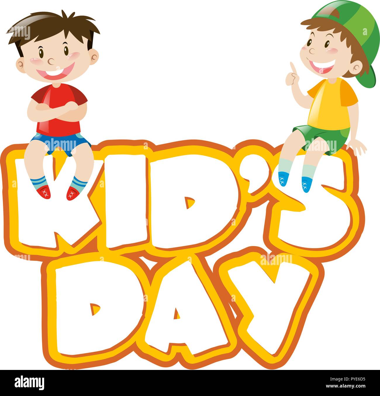 Poster design with two boys smiling illustration Stock Vector Image ...