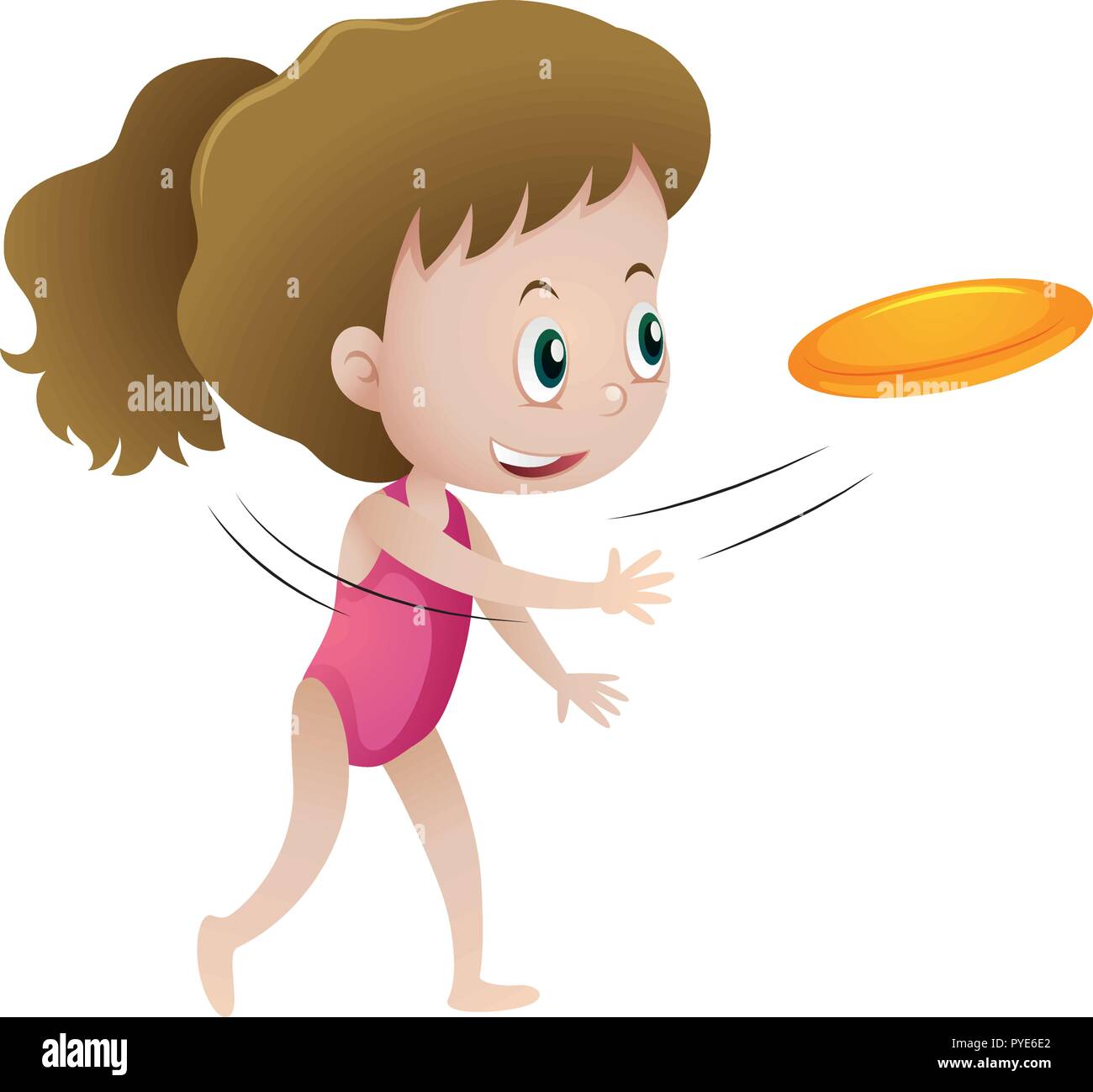 Little girl throwing frisbee illustration Stock Vector Image & Art - Alamy
