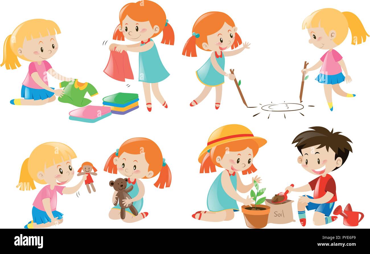Kids doing different activities illustration Stock Vector Image & Art ...