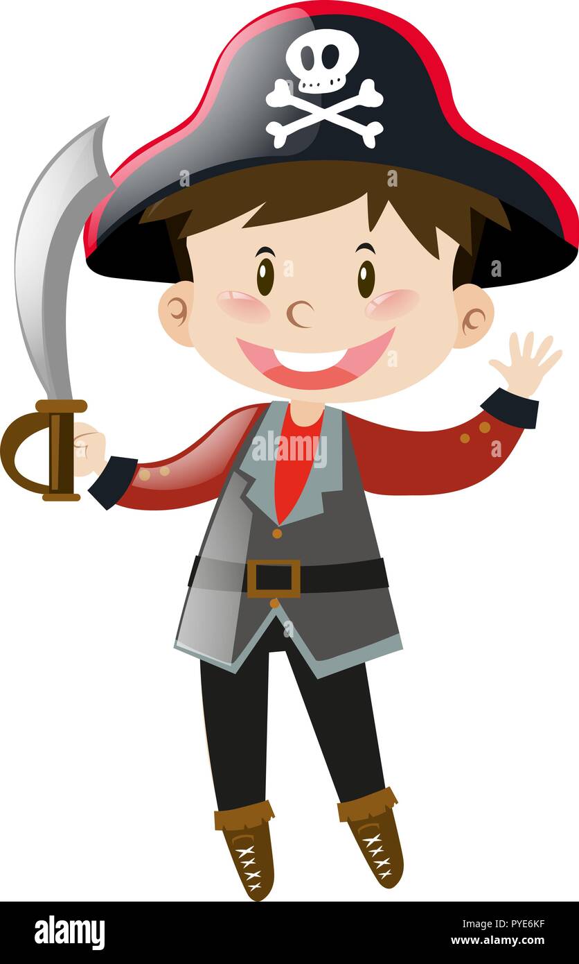 Boy dressed up in pirate costume illustration Stock Vector Image & Art ...
