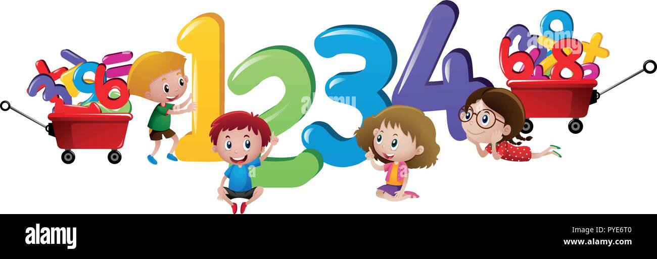 Children counting numbers one to four illustration Stock Vector Image ... Children counting numbers one to four illustration Stock Vector Image ...