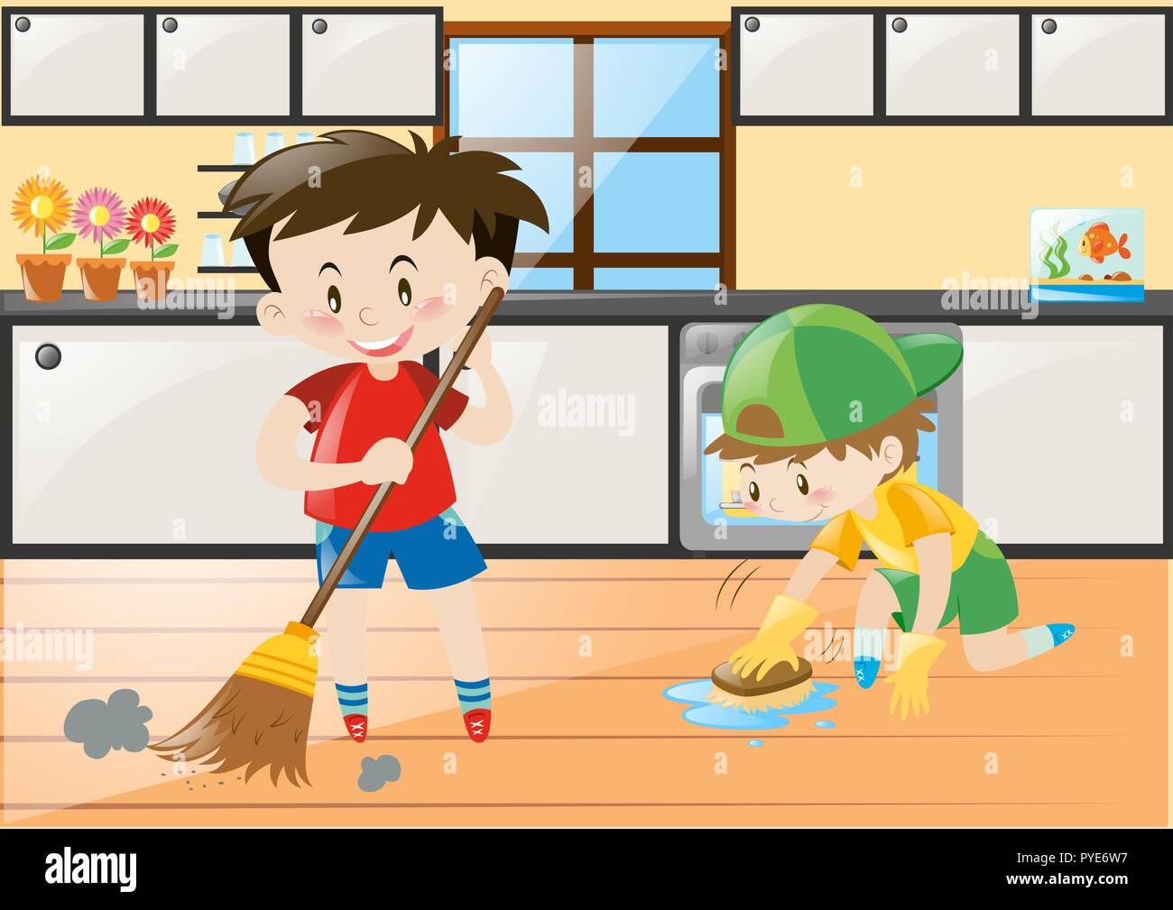 Child kitchen floor Stock Vector Images - Alamy