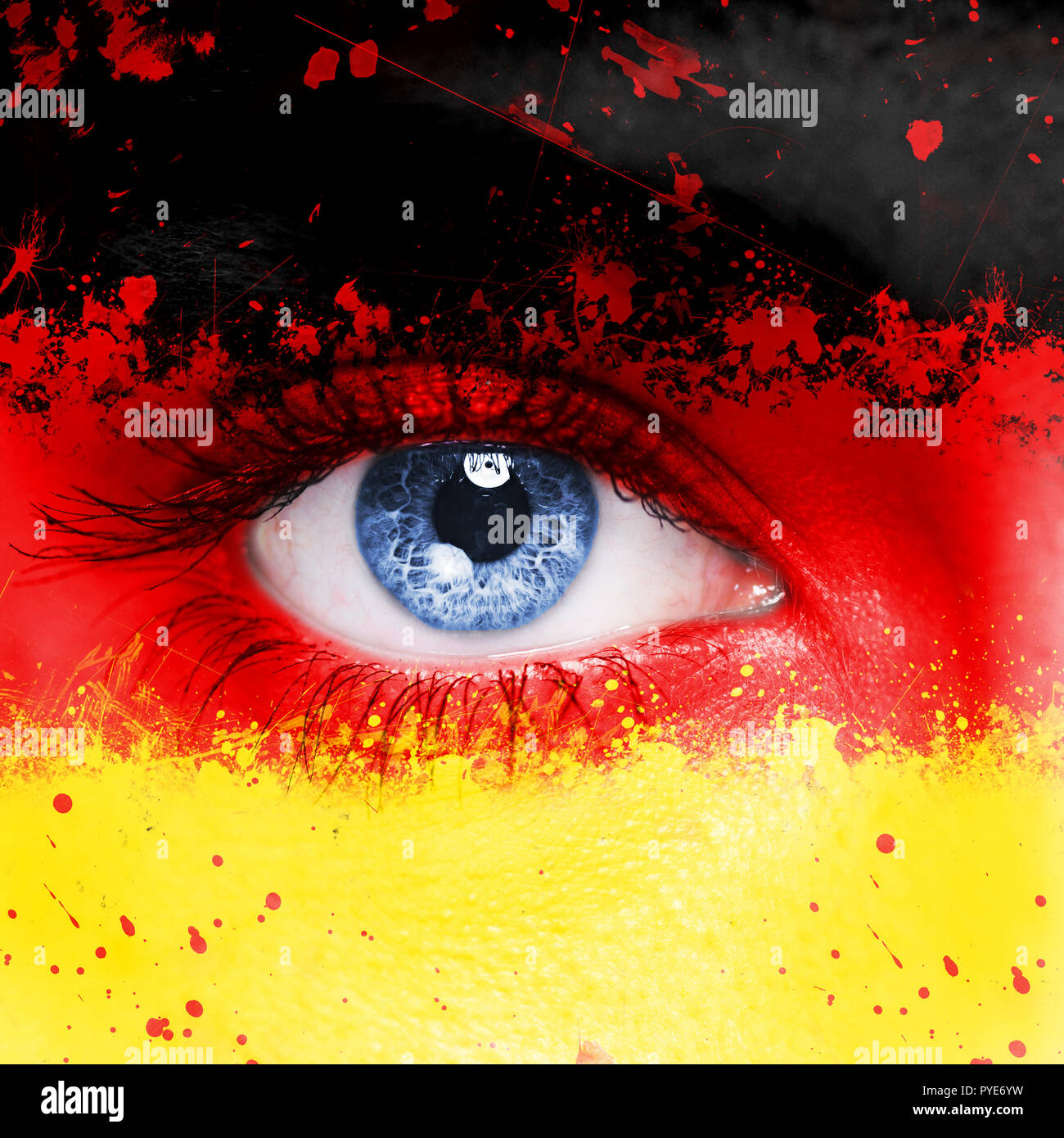 Germany flag painted on woman face Stock Photo - Alamy
