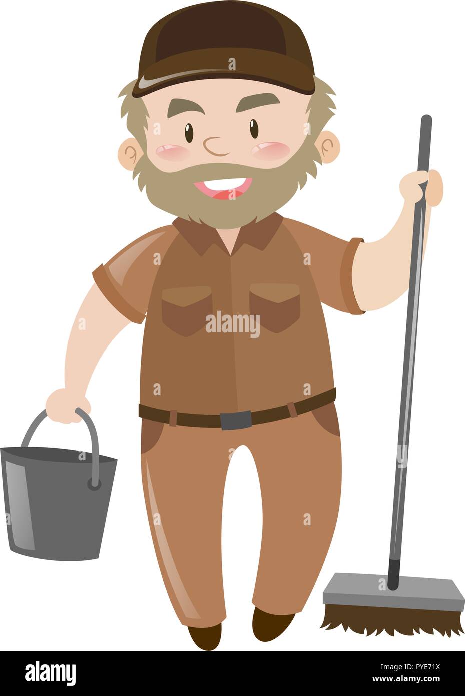 Janitor in brown uniform illustration Stock Vector Image & Art - Alamy