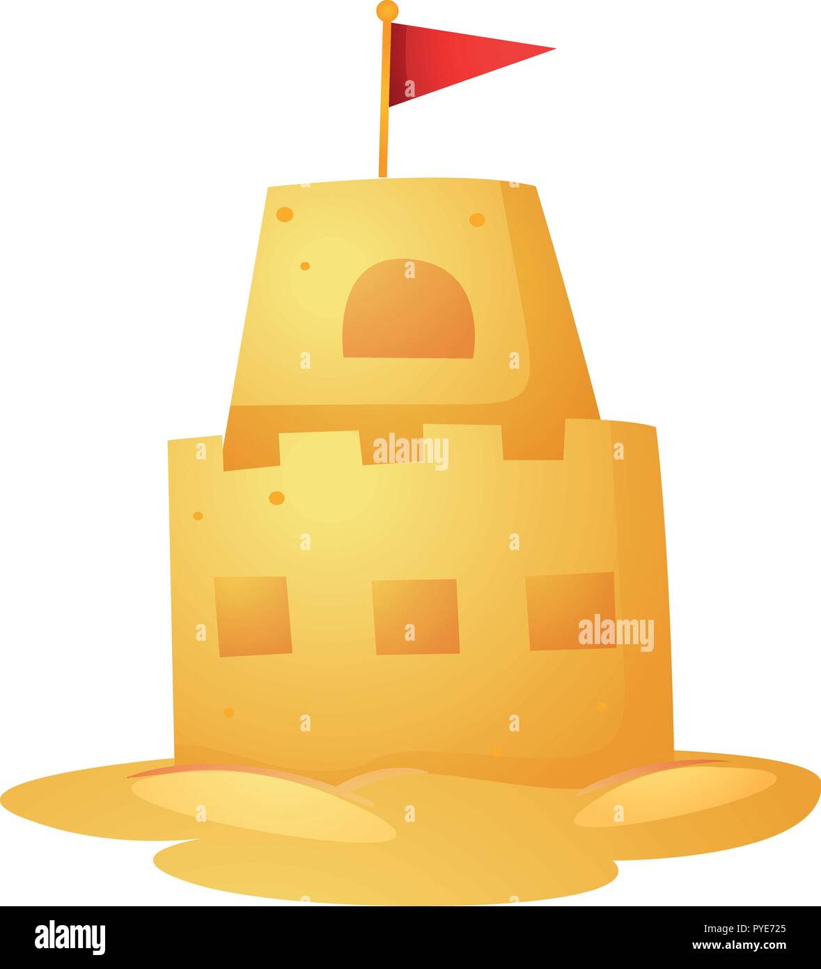 Sandcastle with red flag on top illustration Stock Vector Image & Art ...