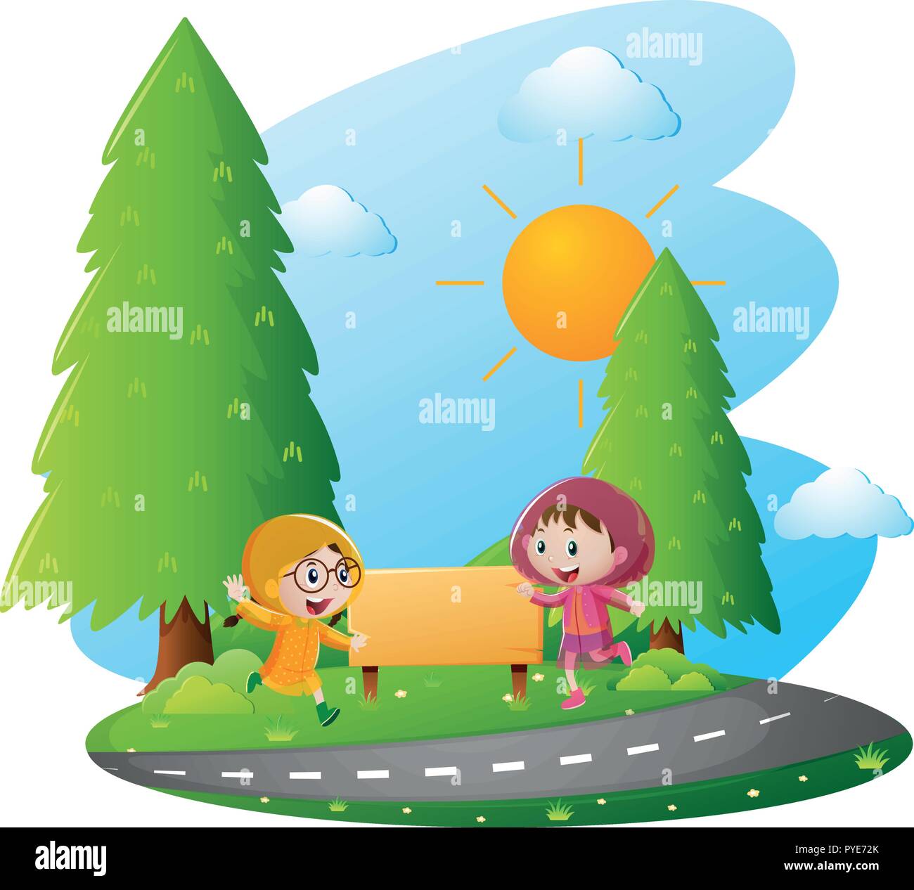 Two Girls Running Clipart