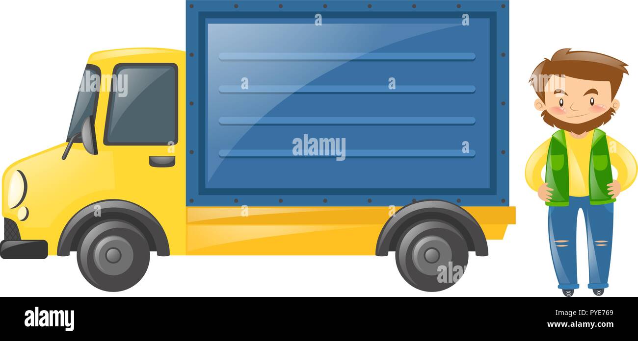 Driver standing with lorry Stock Vector Images - Alamy